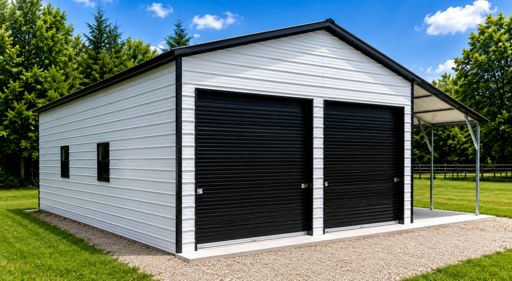 24x35x12 Metal Garage with Lean-to - American Metal Garages